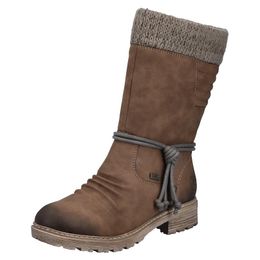 Rieker Damen Winterstiefel Winterboots, Blockabsatz, TEX-Membran, mit gestricktem Schaftrand 42
