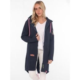 Zwillingsherz Damen Jerseymantel Kapuze, Regular Fit, Langarm, Neon-Details, Rei&szlig;verschluss, Stickerei blau L/XL (L/XL)