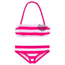 Bench. M&auml;dchen Bandeau-Bikini mit trendigen Streifen pink 134/140, N-Gr