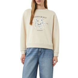 comma, Comma Damen Sweatshirt, mit Print und Aufn&auml;hern beige 34