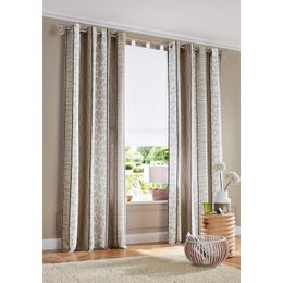 OTTO home Vorhang &raquo;Gosen&laquo; &Ouml;sen 2 Stk. tlg. Gardine, 2-er Set, Fertiggardine, L&auml;ngsstreifen grau Microfaser, Polyester 145cm, &Ouml;sen, 140cm