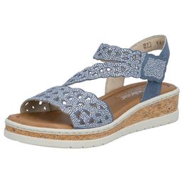 Rieker Damen Keilsandalette Keilsandalette, Sommerschuh, Urlaubsschuh mit Glitzersteine 42