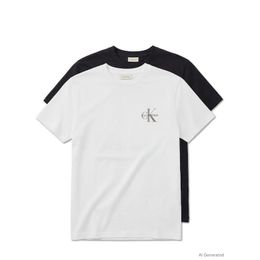 Calvin Klein Jeans Herren T-Shirt &raquo;CLASSIC MICRO MONOLOGO 2PK&laquo; Set, 2 tlg. Regular fit mit Rundhalsausschnitt schwarz-wei&szlig; L