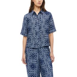 s.Oliver Damen s.Oliver Druckbluse Kurzarm Sommerhemd mit grafischem Muster / kurz blau 44
