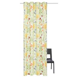 OTTO home Gardine &raquo;Waldtiere&laquo; &Ouml;sen 1 Stk. tlg. Kindergardine, halbtransparent, einseitig bedruckt gr&uuml;n Baumwolle, recyceltes Polyester (rPET) 225cm, 