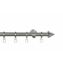 Garesa Gardinenstange &raquo;PALMA&laquo; &Oslash; 20 mm 1 l&auml;ufig-l&auml;ufig Wunschma&szlig;l&auml;nge Vorhanggarnitur, verl&auml;ngerbar, Wandmontage, Edelstahl optik, mit Ringe silber 