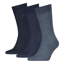 Calvin Klein Herren Socken &raquo;CK MEN SOCK&laquo; 3 Paar, uni, Cotton-Mix, breiter Bund blau 39-42