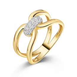 Firetti Damen Fingerring &raquo;Schmuck Geschenk Gold 333 Damenring Ring Drop bicolor&laquo; mit Zirkonia (synth.) gold 52, Gelbgold 333, 2mm