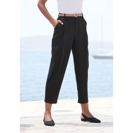 Lascana Damen Lascana Bundfaltenhose &raquo;mit schmalem G&uuml;rtel in Barrel Form&laquo; mit G&uuml;rtel, in modischer Barrel-Form, Businesshose, bequem 44, N-Gr