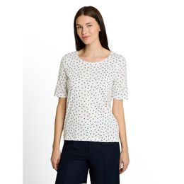 Tom Tailor Damen Tom Tailor Rundhalsshirt Sommershirt mit Punkten wei&szlig; S