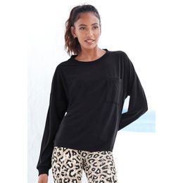 Lascana Damen Lascana Pyjamaoberteil in kuschelweicher Qualit&auml;t schwarz 40/42