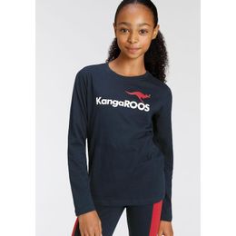 Kangaroos M&auml;dchen Kangaroos Langarmshirt &raquo;Basic Logo&laquo; Langarm, mit peppigem Druck, Rundhalsausschnitt, aus Baumwolle blau 128/134