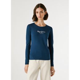 Pepe Jeans Damen Langarmshirt &raquo;NEW VIRGINA L/S&laquo; mit Logo-Print blau L/40