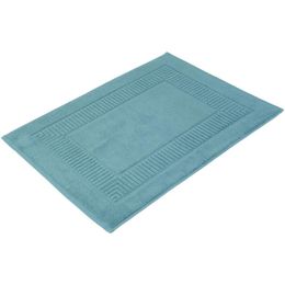 G&ouml;zze Badematte &raquo;BIO Frottier&laquo; H&ouml;he 7 mm beidseitig nutzbar fu&szlig;bodenheizungsgeeignet Badvorleger, Frottier-Qualit&auml;t, mit Bord&uuml;re blau Baumwolle (Bio-