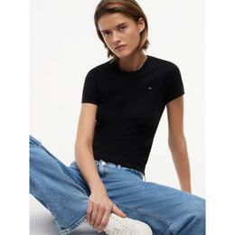 Tommy Jeans Damen Kurzarmshirt &raquo;TJW SLIM C-NECK TEE&laquo; mit Logo-Stickerei schwarz XS (34)