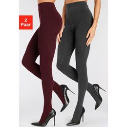 Lascana Damen Lascana Strickstrumpfhose &raquo;Warme Damen glatt gestrickte Baumwoll Strumpfhose&laquo; Packung, 2 Stk. tlg. aus trageangenehmer Baumwollmischung 
