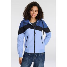 Ragwear Damen Funktionsjacke &raquo;NUGGIE OMBRE O&laquo; mit Kapuze &Uuml;bergangsjacke aus wasserabweisendem Material blau XL