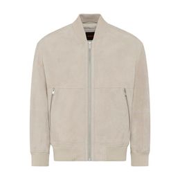 BOSS Orange Herren BOSS Orange Lederjacke &raquo;Jonorve&laquo; Weiches Ziegenveloursleder, Relaxed Fit, Rippstrickb&uuml;ndchen beige 52 Trachtenmode