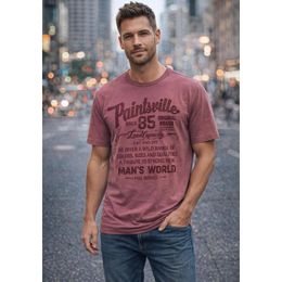 MAN'S WORLD Man's World Herren T-Shirt Kurzarm, mit stylischem Print, Rundhalsausschnitt, aus Baumwolle lila M (48/50)