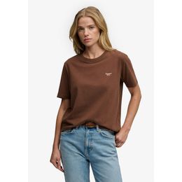 Superdry Damen T-Shirt &raquo;SIGNATURE EMB TEE&laquo; Baumwolle, relaxed fit braun XL