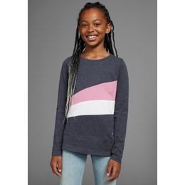 Kangaroos M&auml;dchen Kangaroos Langarmshirt &raquo;mit coolem Colourblocking&laquo;, mit Logo und Stickerei blau 152/158