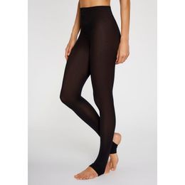 Vivance Damen Feinstrumpfhose &raquo;Ballettstrumpfhose Damen mit Steg Tanz, Leggings f&uuml;r Yoga Gymnastik&laquo; 70 DEN mit ausgesparter Ferse und Spitze schwarz 