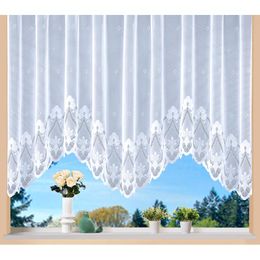 Weckbrodt-Gardinen Gardine &raquo;Weimar&laquo; Kr&auml;uselband 1 Stk. tlg. Jacquard, Bogenstore, floral, Halbtransparent, Sockel, Bord&uuml;re, Store wei&szlig; Jacquard, Polyester 175cm, 