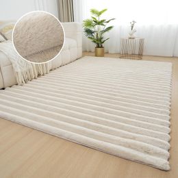 OTTO home Teppich &raquo;Melanie, Kunstfellteppich, besonders weich, Hoch-Tief-Effekt&laquo; rechteckig 28 mm H&ouml;he Kaninchenfell Optik, Wohnzimmer, Schlafzimmer, 
