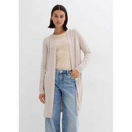 bonprix Damen bonprix Shirtjacke gerade Passform, offene Schnittform ohne Verschluss beige 44/46 (L)