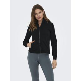 Only Play Damen Only Play Sweatjacke &raquo;ONPMELINA LS HN ZIP SWT NOOS&laquo; aus Baumwolle und Polyester, normale Passform, mit Stehkragen, Langarm schwarz XL