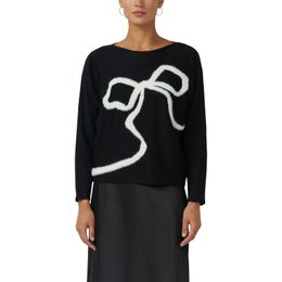 s.Oliver BLACK LABEL Damen s.Oliver BLACK LABEL Strickpullover mit Intarsien Schleife schwarz-wei&szlig; 36