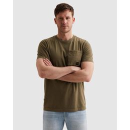 PME-Legend Pme Legend Herren PME LEGEND T-Shirt &raquo;Short sleeve r-neck single jersey gd&laquo; mit Logo Stickerei gr&uuml;n L
