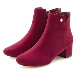 Lascana Damen Lascana Stiefelette &raquo;Sommerstiefelette&laquo; mit bequemen Blockabsatz, Ankle Boots, Stiefel VEGAN rot 38