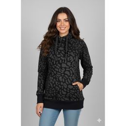 Ragwear Damen Sweatshirt &raquo;NESKA LEO O&laquo;, mit asymmetrischem Ausschnitt, hoher Schalkragen, Langarm-Design schwarz S