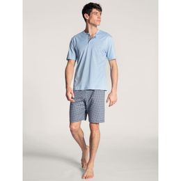 Calida Damen Calida Shorty &raquo;Relax Choice&laquo; 2 tlg. atmungsaktiv, Baumwolle, Oberteil mit Knopfleiste blau XXL (58/60)