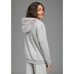 Kidsworld M&auml;dchen Kidsworld Kapuzensweatshirt &raquo;, Hoodie mit Print auf der Kapuze&laquo;, Langarm, weite Passform, stylischer Druck, Basic-Stil grau 152/158