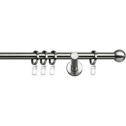 Indeko Gardinenstange &raquo;Formentor&laquo; &Oslash; 12 mm 1 l&auml;ufig-l&auml;ufig Fixma&szlig; Komplett-Set inkl. Ringen und Montagematerial silber Stahl B/L: 120cm &Oslash; 12mm, 1 Stk.,