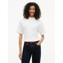 Tommy Hilfiger Damen T-Shirt &raquo;GOLD BUTTON HIGH-NK S/S TEE&laquo; Baumwolle wei&szlig; S (36/38)