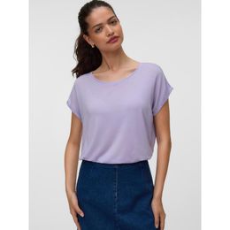 V&eacute;ro Moda Vero Moda Damen T-Shirt &raquo;VMAVA PLAIN SS TOP JRS NOOS&laquo; Materialmix, regular fit lila L