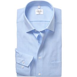 MARVELIS Herren MARVELIS Langarmhemd Businesshemd, Basic, New-Kentkragen, leicht tailliert blau 47, N-Gr