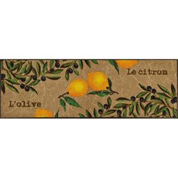 wash+dry by Kleen-Tex K&uuml;chenl&auml;ufer &raquo;Le Citron&laquo; rechteckig 7 mm H&ouml;he Teppich, Motiv Oliven & Zitronen, rutschhemmend, waschbar, K&uuml;che bunt Kunstfaser B