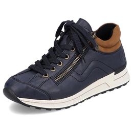 Rieker Damen Sneaker mit weichem Schaftrand, Freizeitschuh, Halbschuh, Schn&uuml;rschuh blau 37