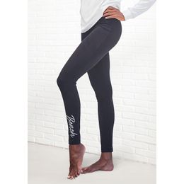 Bench. Loungewear Damen Leggings mit gl&auml;nzender Logostickerei schwarz 52/54, N-Gr