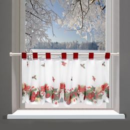 Delindo Lifestyle Gardine &raquo;Weihnachten&laquo; Schlaufen 1 Stk. tlg. mit Schlaufenaufh&auml;ngung, f&uuml;r die K&uuml;che rot Polyester 45cm, Schlaufen, 90cm