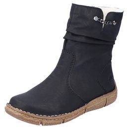 Rieker Damen Winterboots mit kontrastfarbener Rahmennaht schwarz 40