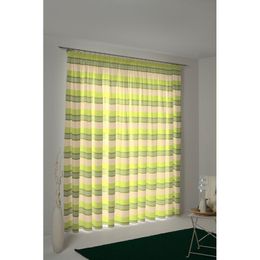 WIRTH Vorhang &raquo;Menorca&laquo; Kr&auml;uselband 1 Stk. tlg. gr&uuml;n Baumwolle, Polyester 175cm, Kr&auml;uselband, 135cm