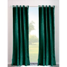 OTTO home Vorhang &raquo;Velvet Uni&laquo; &Ouml;sen 2 Stk. tlg. Blickdichter Samt, 2-er Set, edel, Gardine, multifunktional gr&uuml;n Polyester, Polyester 175cm, &Ouml;sen, 