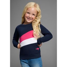 Kangaroos M&auml;dchen Kangaroos Langarmshirt &raquo;mit Eins&auml;tzen f&uuml;r kleine M&auml;dchen&laquo; Shirt mit modischen Eins&auml;tzen und Logo-Stickerei blau 104/110