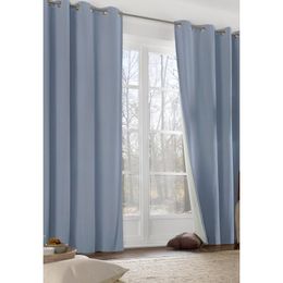 WIRTH Vorhang &raquo;Neveres&laquo; &Ouml;sen 1 Stk. tlg. blau Jacquard, Baumwolle 145cm, &Ouml;sen, 135cm