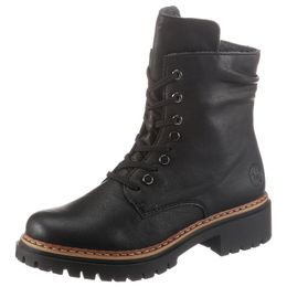 Rieker Damen Schn&uuml;rboots , Stiefelette, Profilsohle, Blockabsatz, mit l&auml;ssiger Schn&uuml;rung schwarz 36